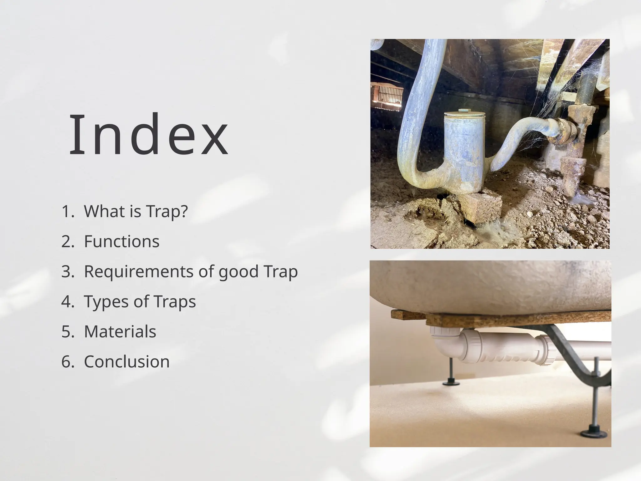 Trap and their types, purpose of traps, materials | PPTX