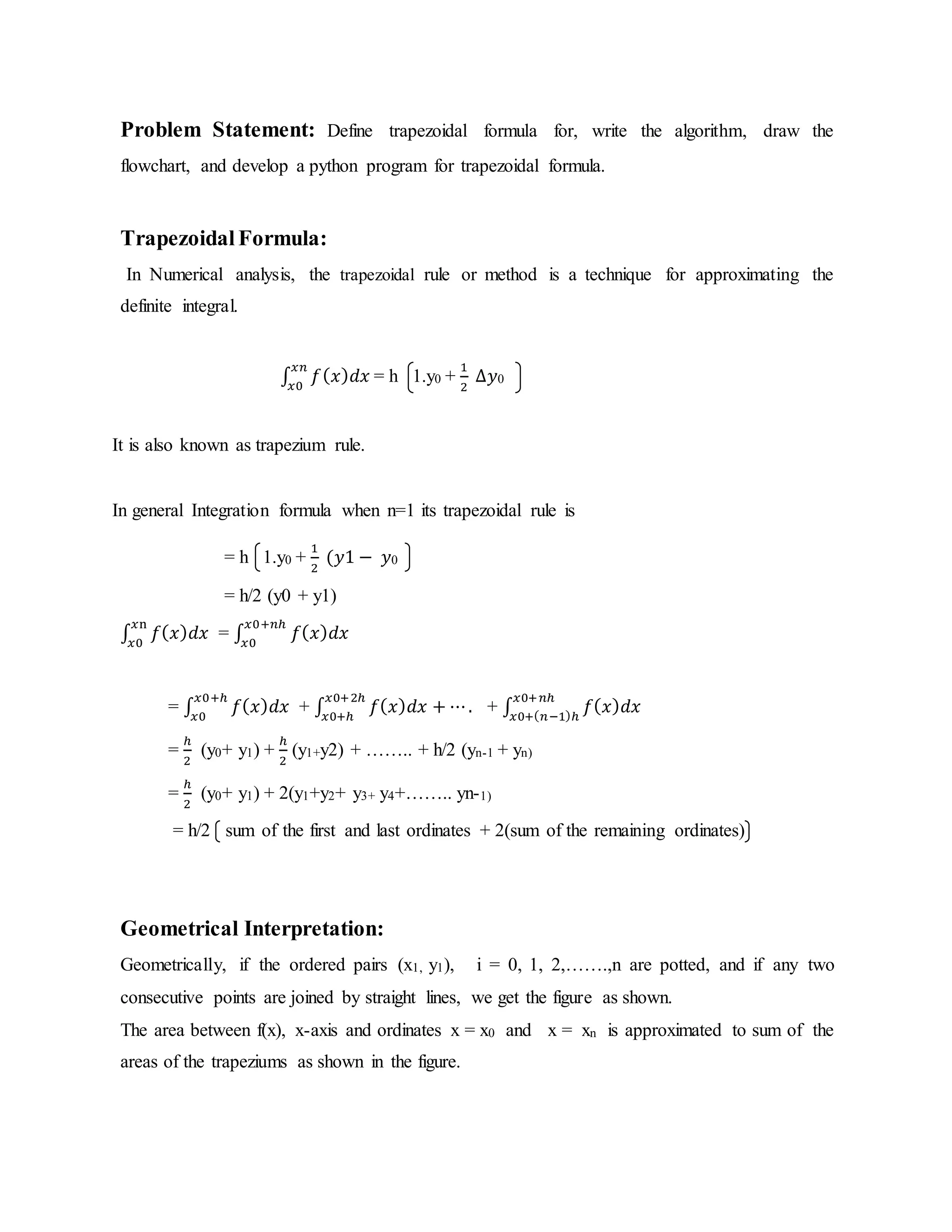 Trapezoidal Method IN Numerical Analysis | DOCX