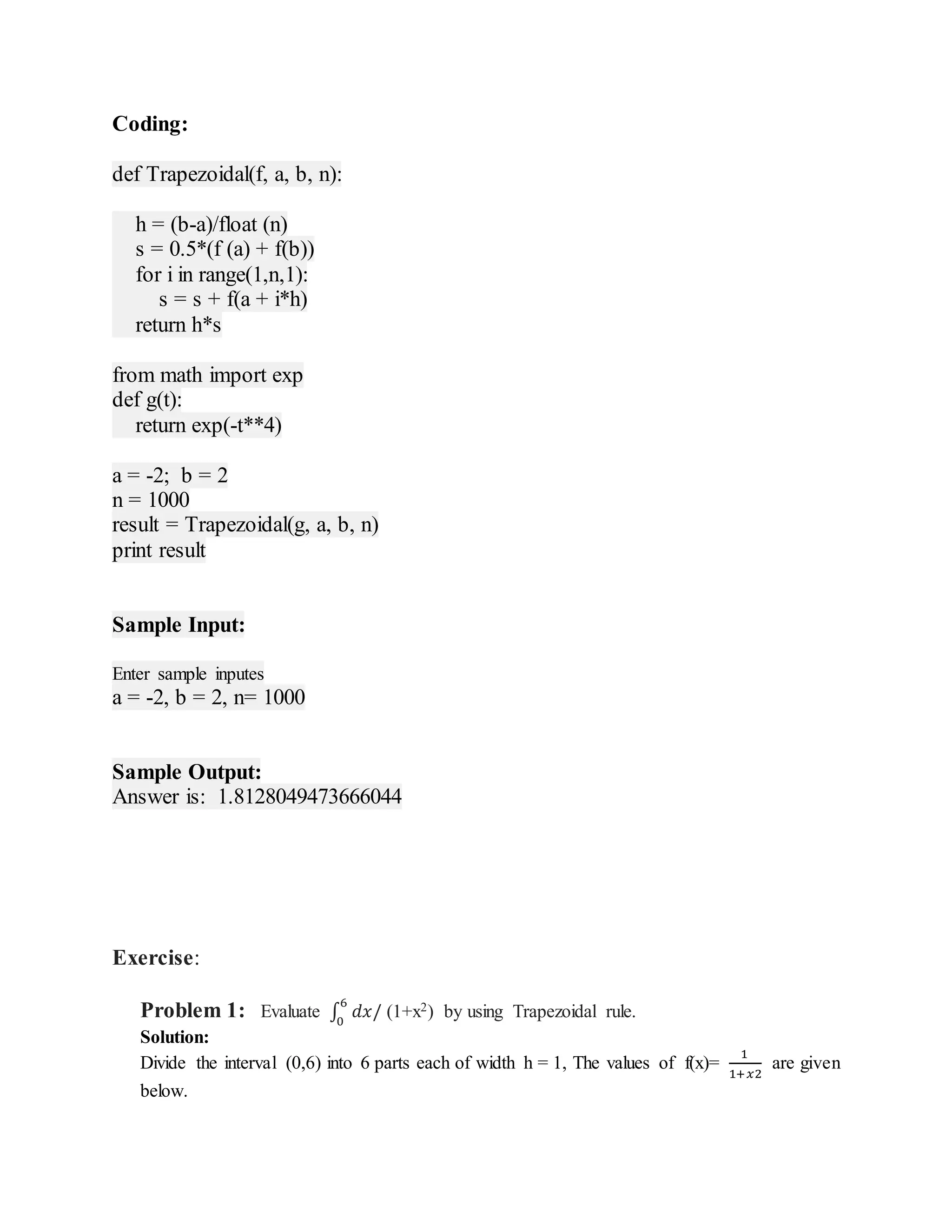 Trapezoidal Method IN Numerical Analysis | DOCX