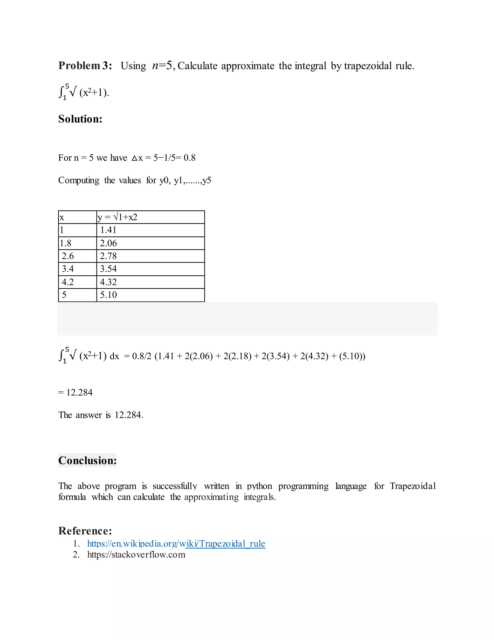 Trapezoidal Method IN Numerical Analysis | DOCX