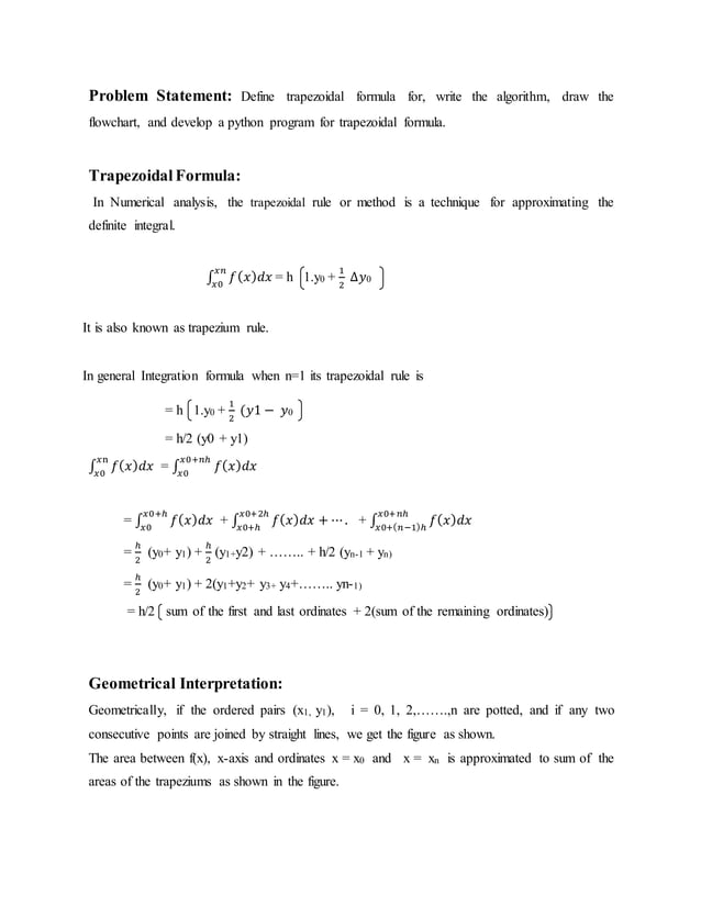 Trapezoidal Method IN Numerical Analysis | DOCX | Physics | Science
