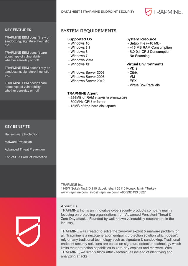 TRAPMINE Next-Generation Endpoint Security | PDF