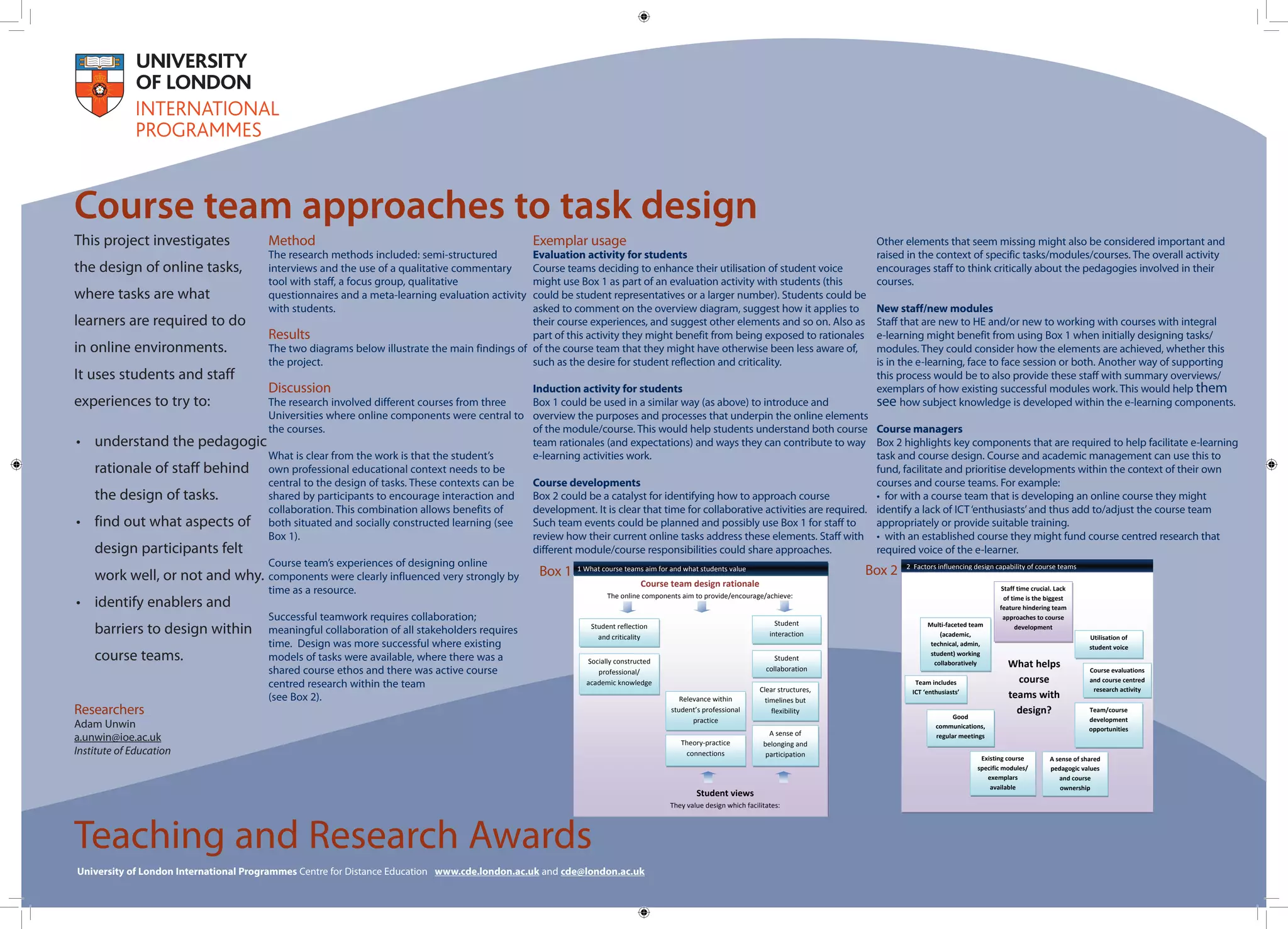 TRA 2010: Course team approaches to task design - Adam Unwin | PDF