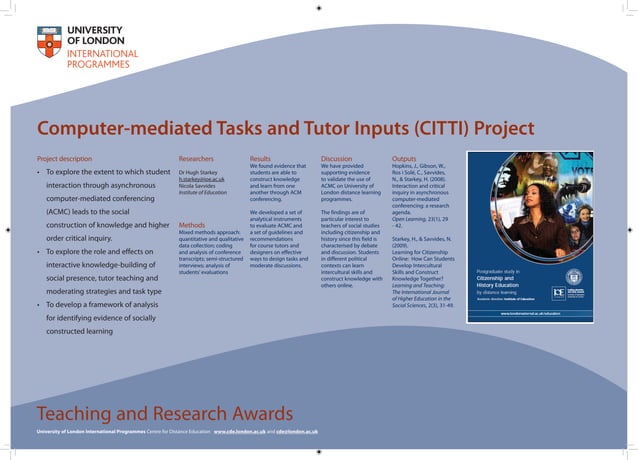 TRA 2010: Computer-mediated Tasks and Tutor Inputs (CITTI) Project ...