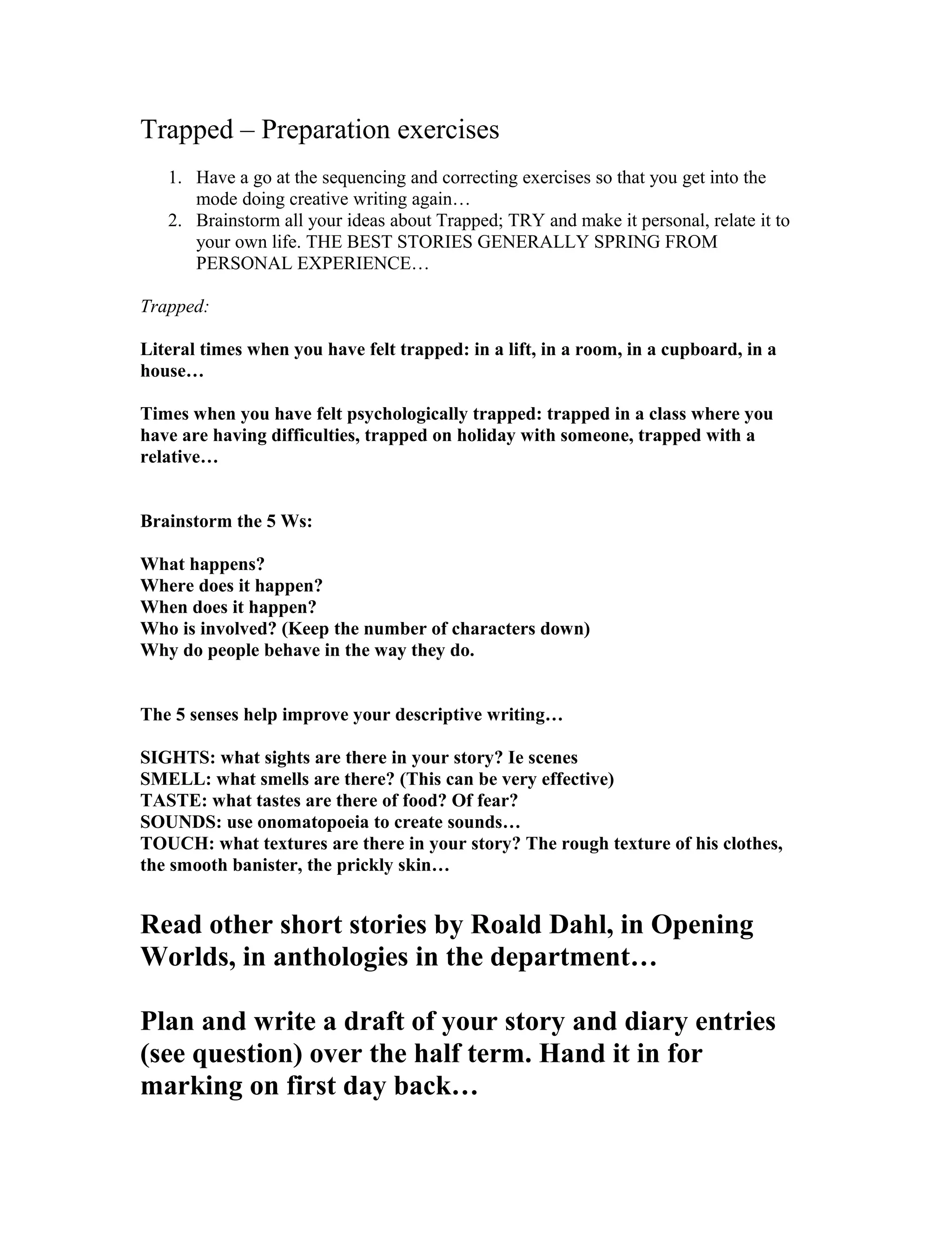 Trapped preparation exercises fgi | DOC