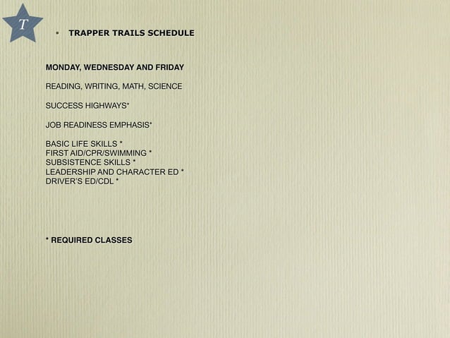 Trapper School: Trapper Trails | PPT