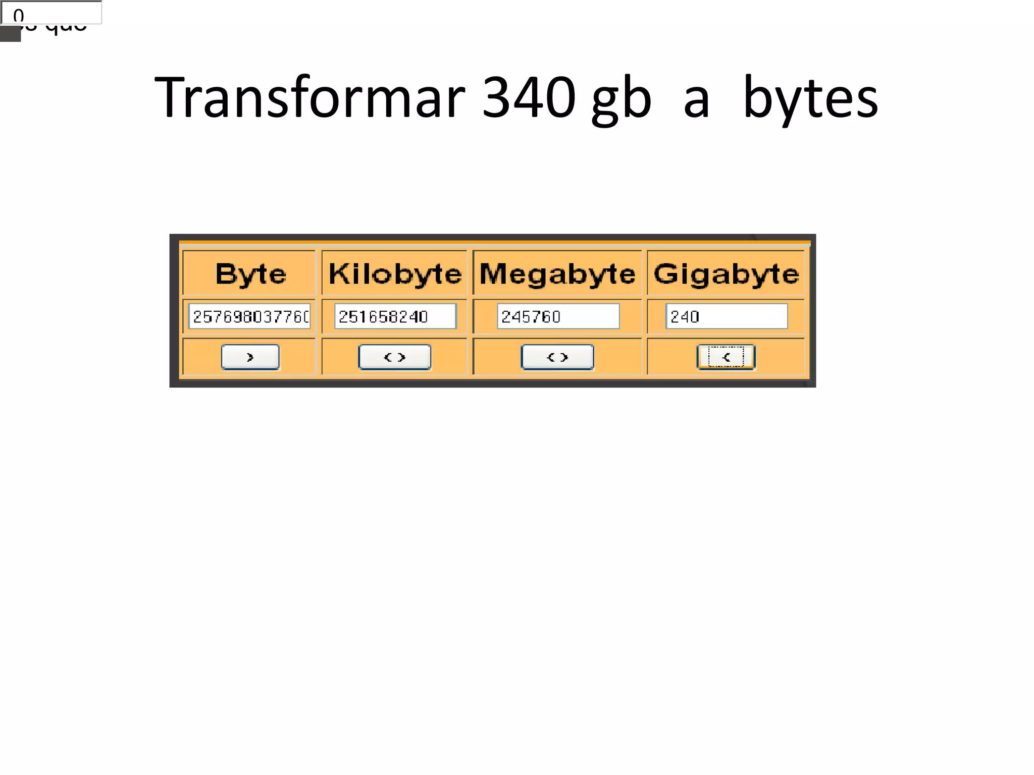 Trasformar 500 gb a bytes | PPT