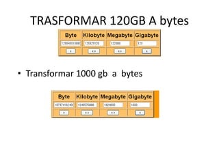Trasformar 500 gb a bytes | PPT
