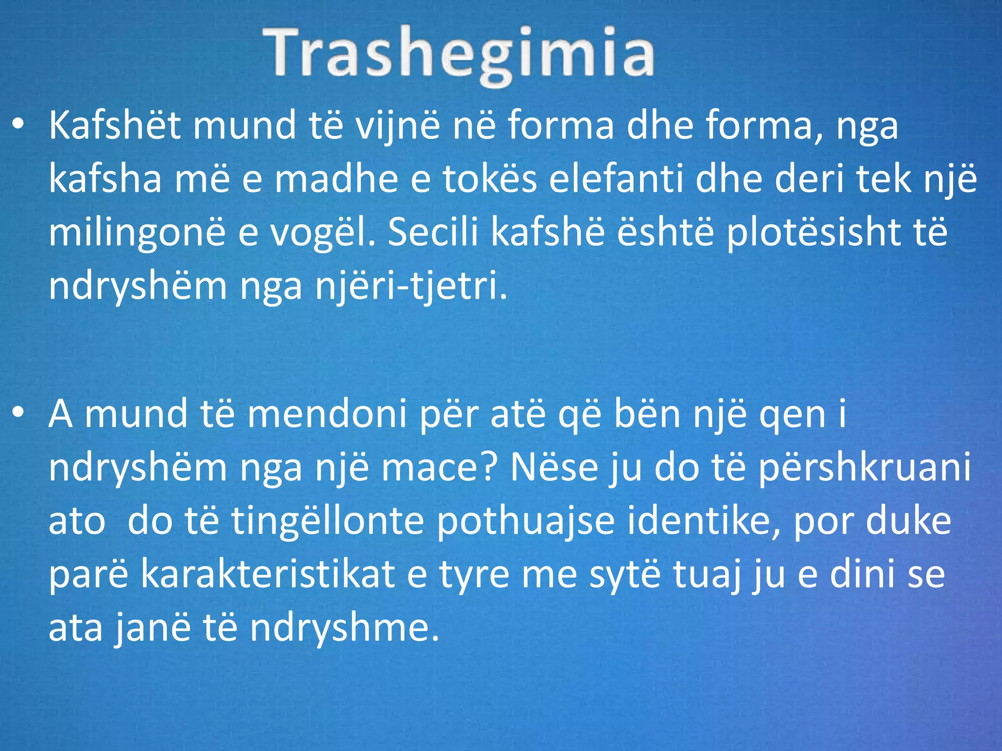 Biologji - Trashegimia dhe Karakteristikat e Kafsheve | PPTX