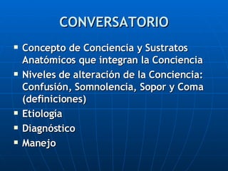Trastorno Agudo De Conciencia | PPT
