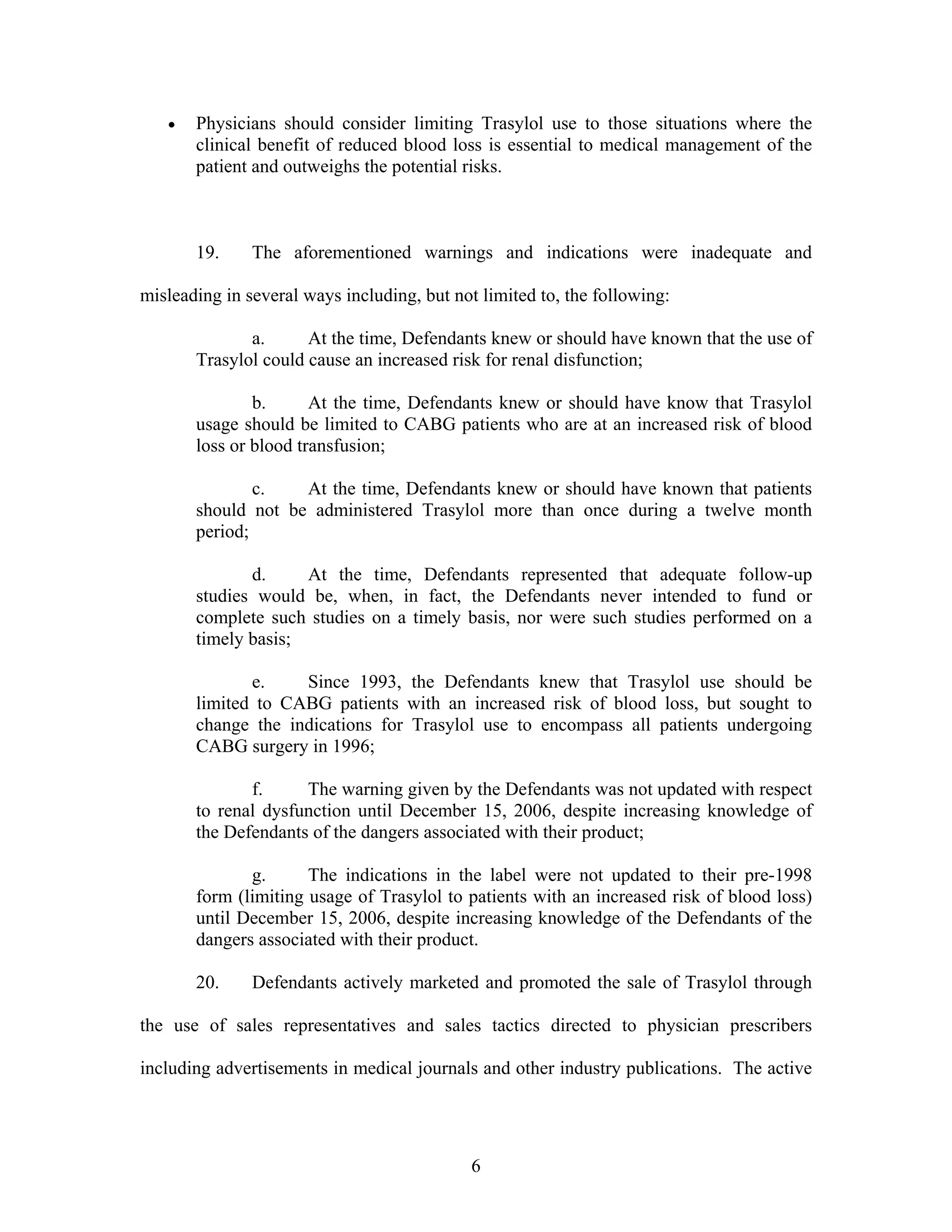 Trasylol Wrongful Death Complaint | PDF