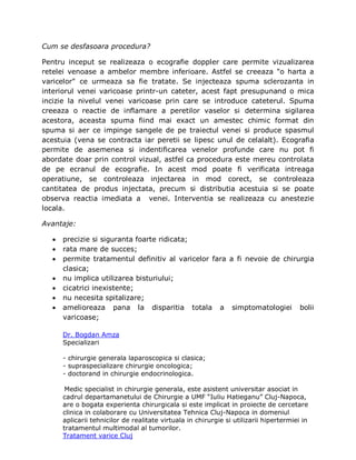 Ce sunt varicele? Metode de tratament ale varicelor | PDF