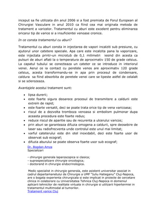 Ce sunt varicele? Metode de tratament ale varicelor | PDF