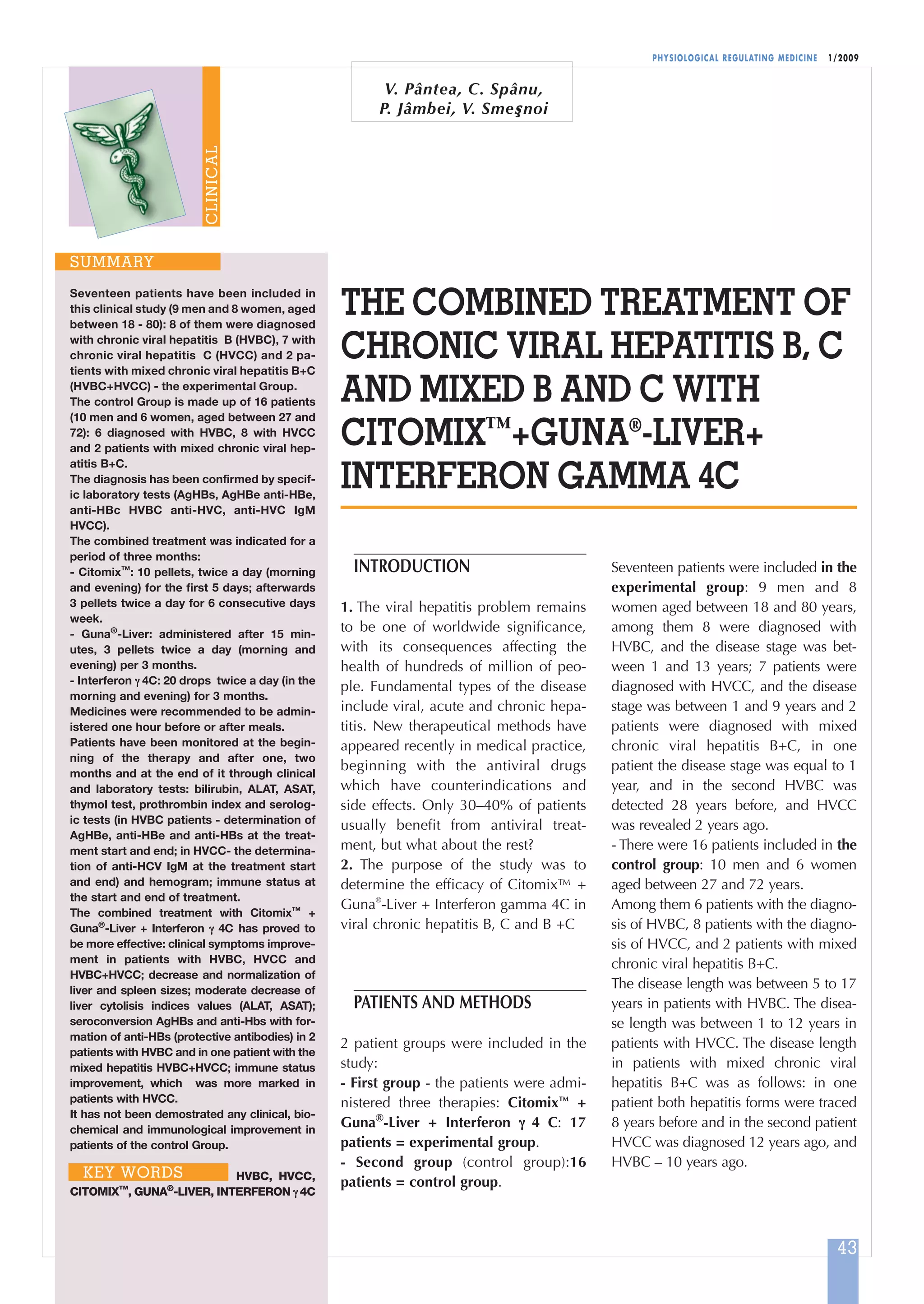 Tratamiento combinado de la Hepatitis B y C con Guna Citomix + Guna ...