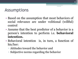 Theory of Reasoned Action and Theory of Planned Behavior | PPTX