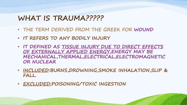 MANAGEMENT OF TRAUMA | PPTX | First Aid | Injuries