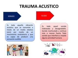 TRAUMA ACUSTICO AGUDO Y CRONICO EN EL TRABAJO | PPT