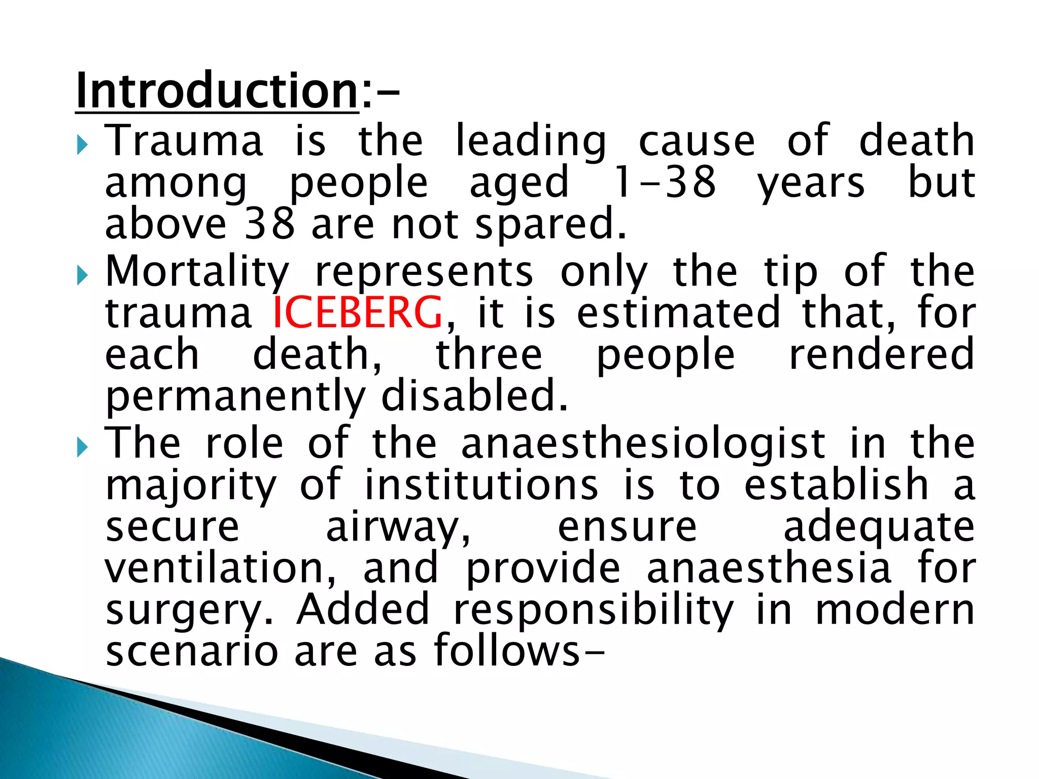 Trauma anaesthesia dr.abhishek | PPTX
