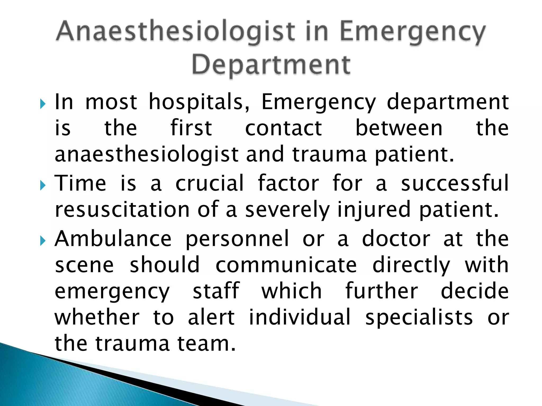 Trauma anaesthesia dr.abhishek | PPTX