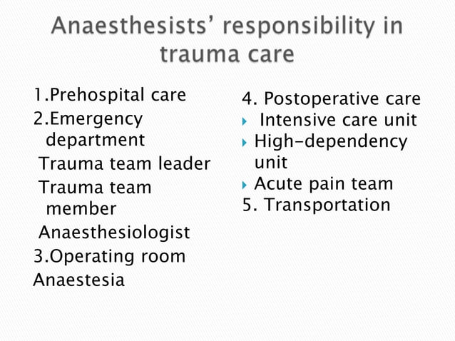 Trauma anaesthesia dr.abhishek | PPTX | First Aid | Injuries