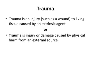 Trauma and cellular injury in pathophysiology | PPTX