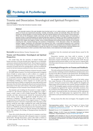 Trauma and dissociation neurological and spiritual perspectives | PDF