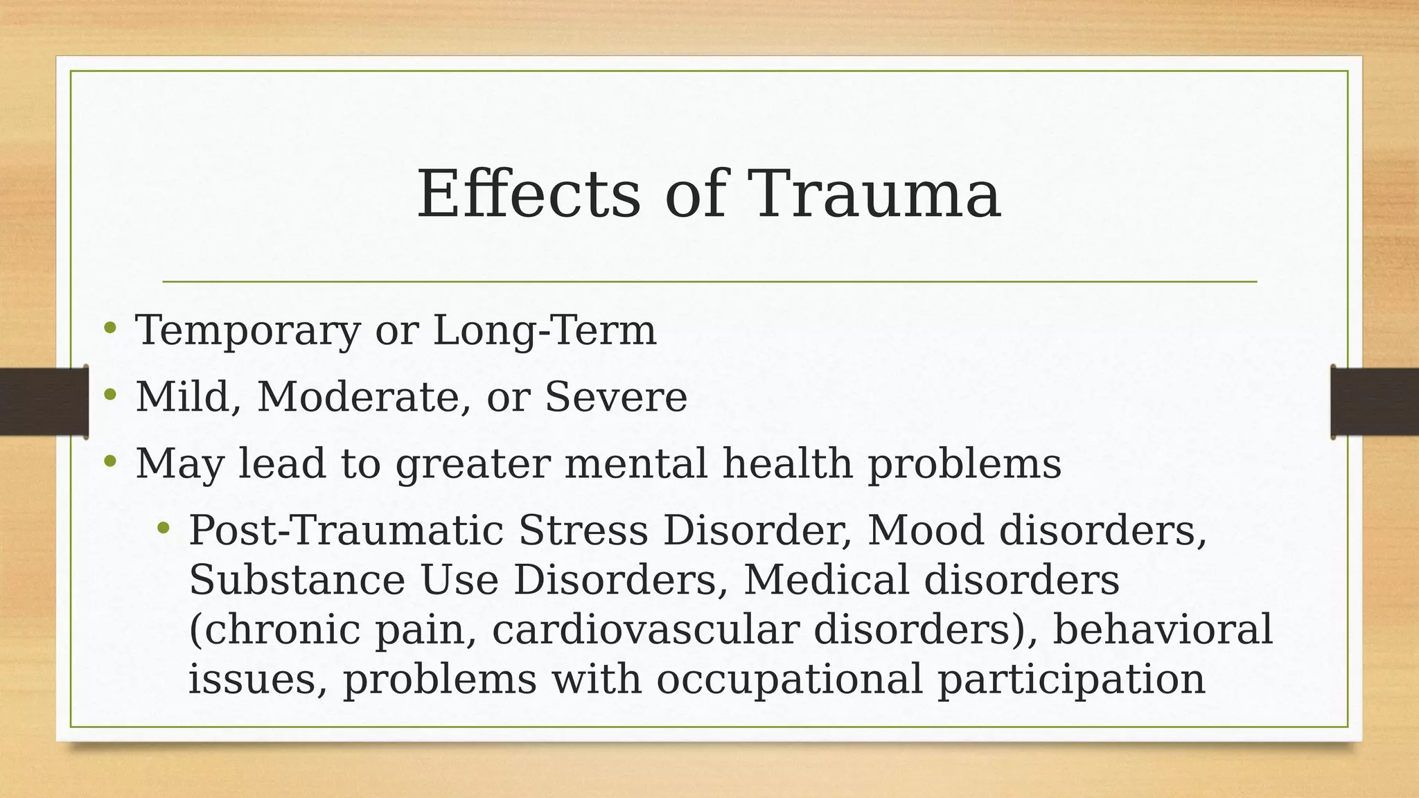 Trauma and stressor related disorders | PDF