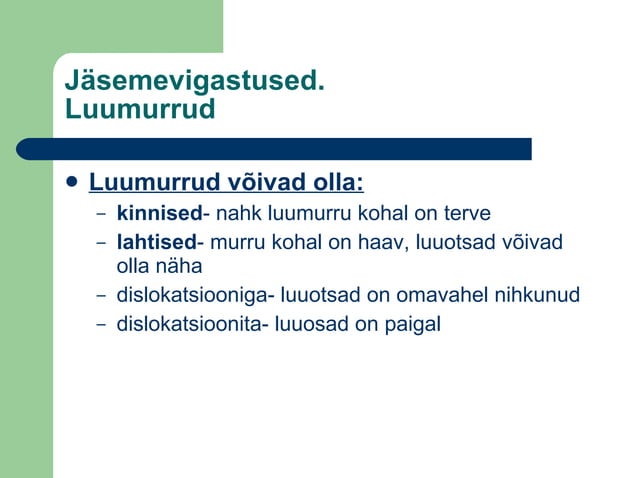Traumad. PõRutused, Nikastus, Nihestus, Luumurrud | PPT | Free download