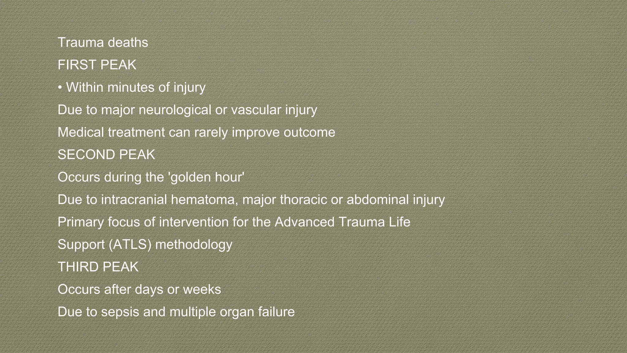 Trauma epidemiology person, place, time graph | PPTX