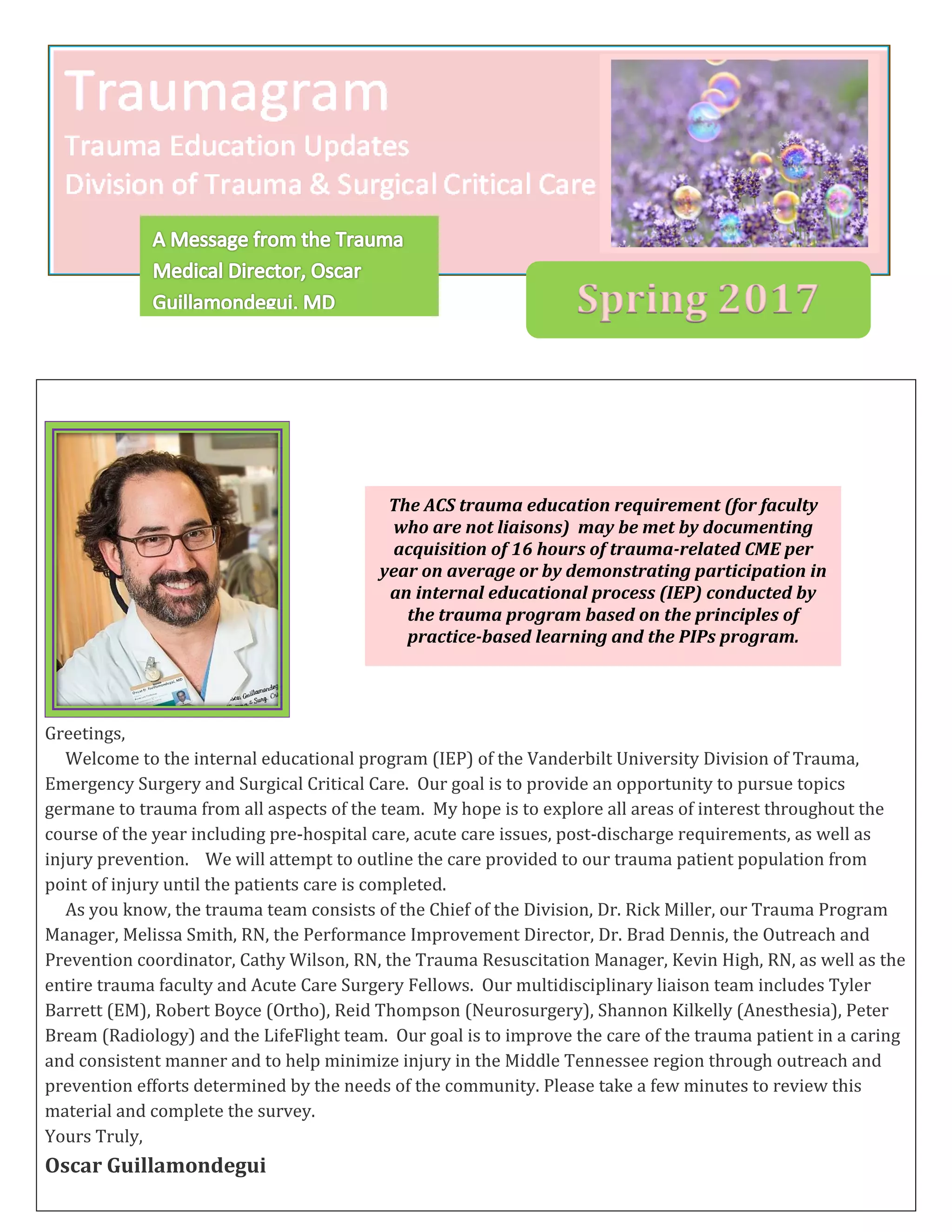 Traumagram Spring 2017 | PDF | First Aid | Injuries