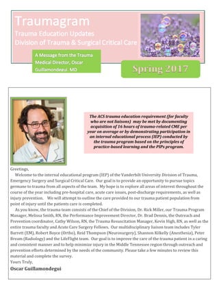 Traumagram Spring 2017 | PDF | First Aid | Injuries