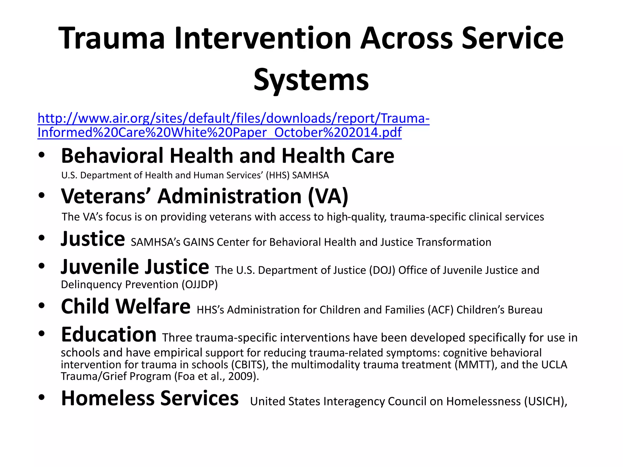 Trauma informed care ii | PPTX