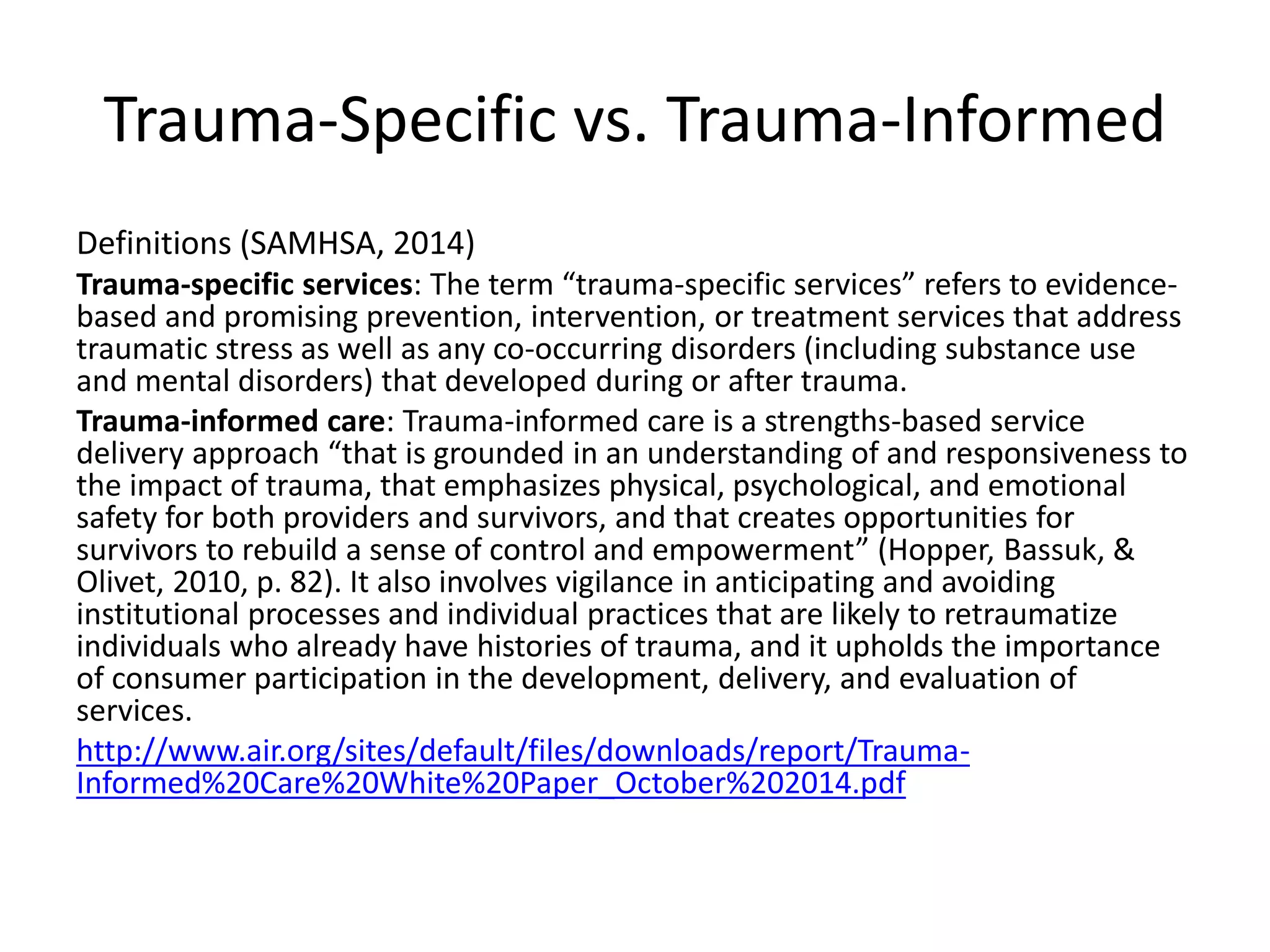 Trauma informed care ii | PPTX