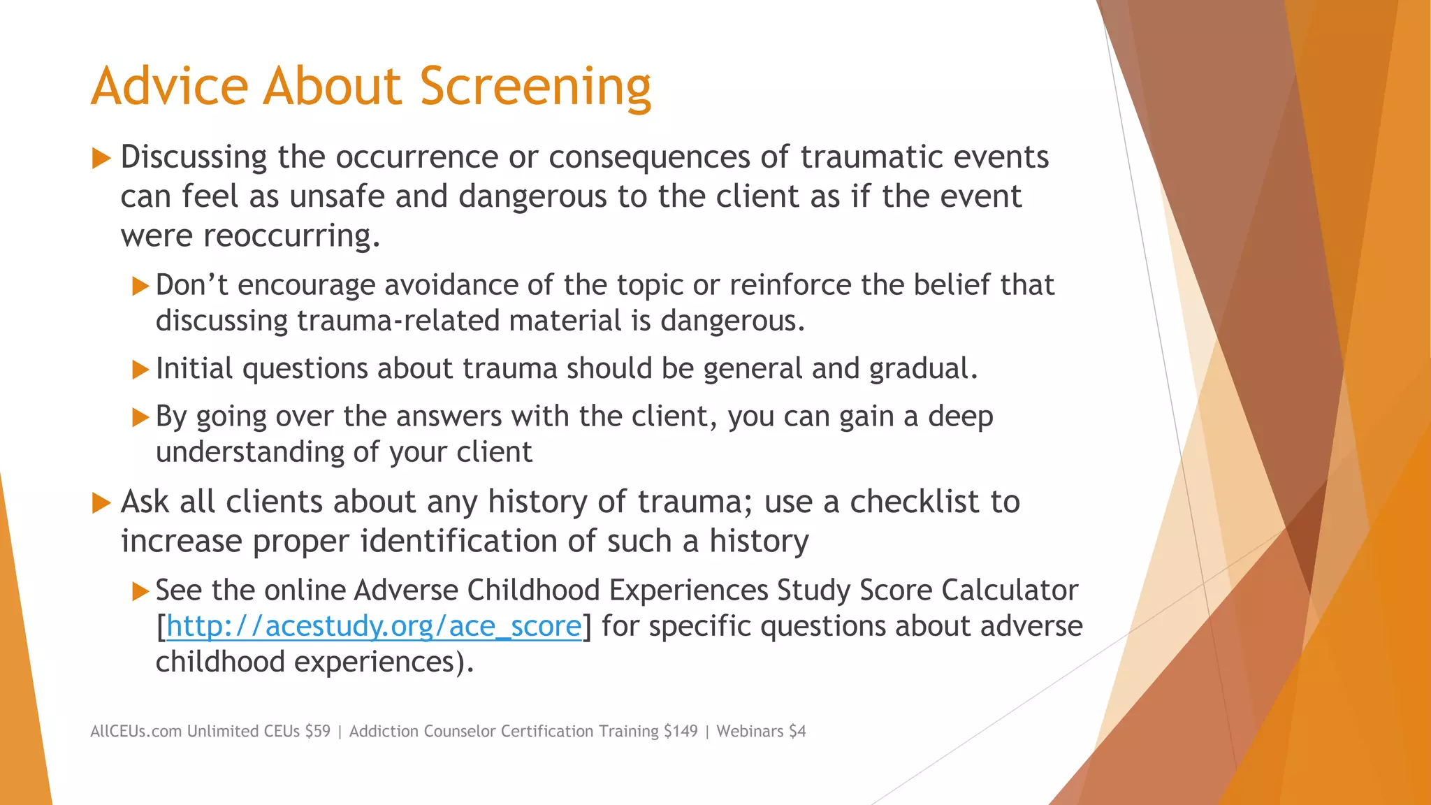 Trauma informed care screening and assessment | PPT