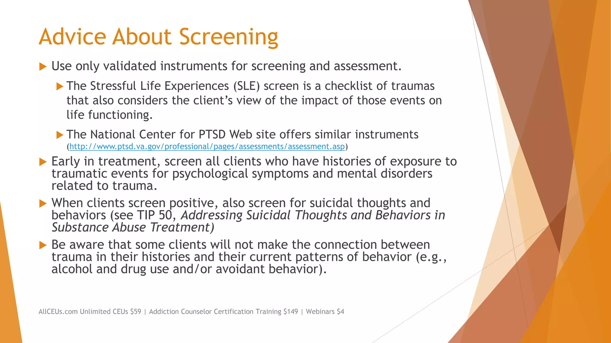 Trauma informed care screening and assessment | PPT