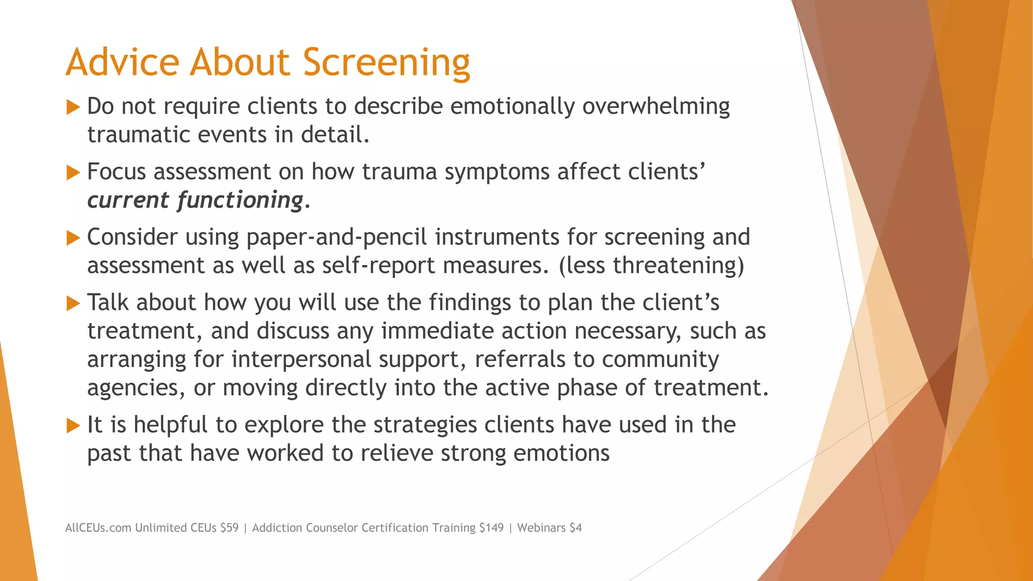 Trauma informed care screening and assessment | PPT