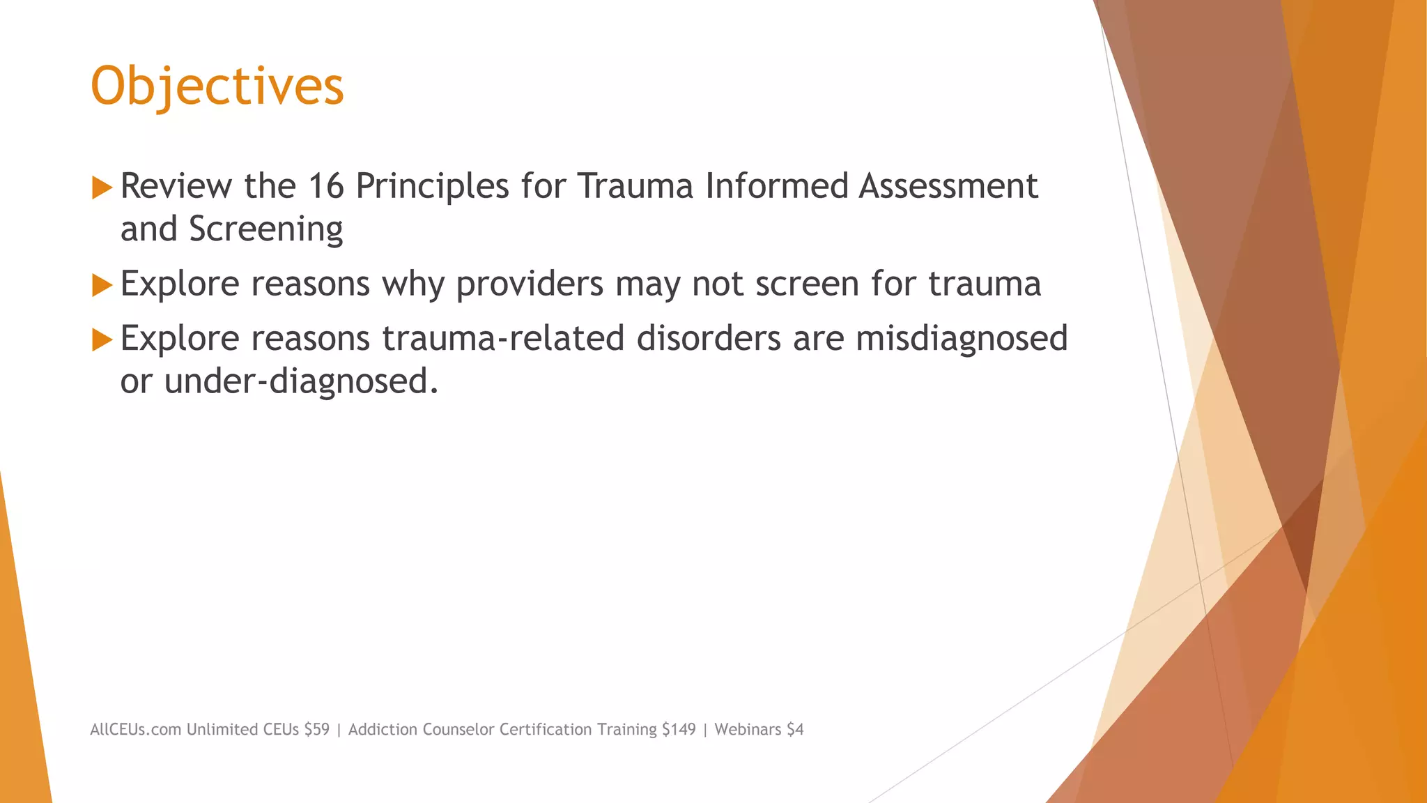 Trauma Informed Care: Screening and Assessment | PPTX | Mental Health ...