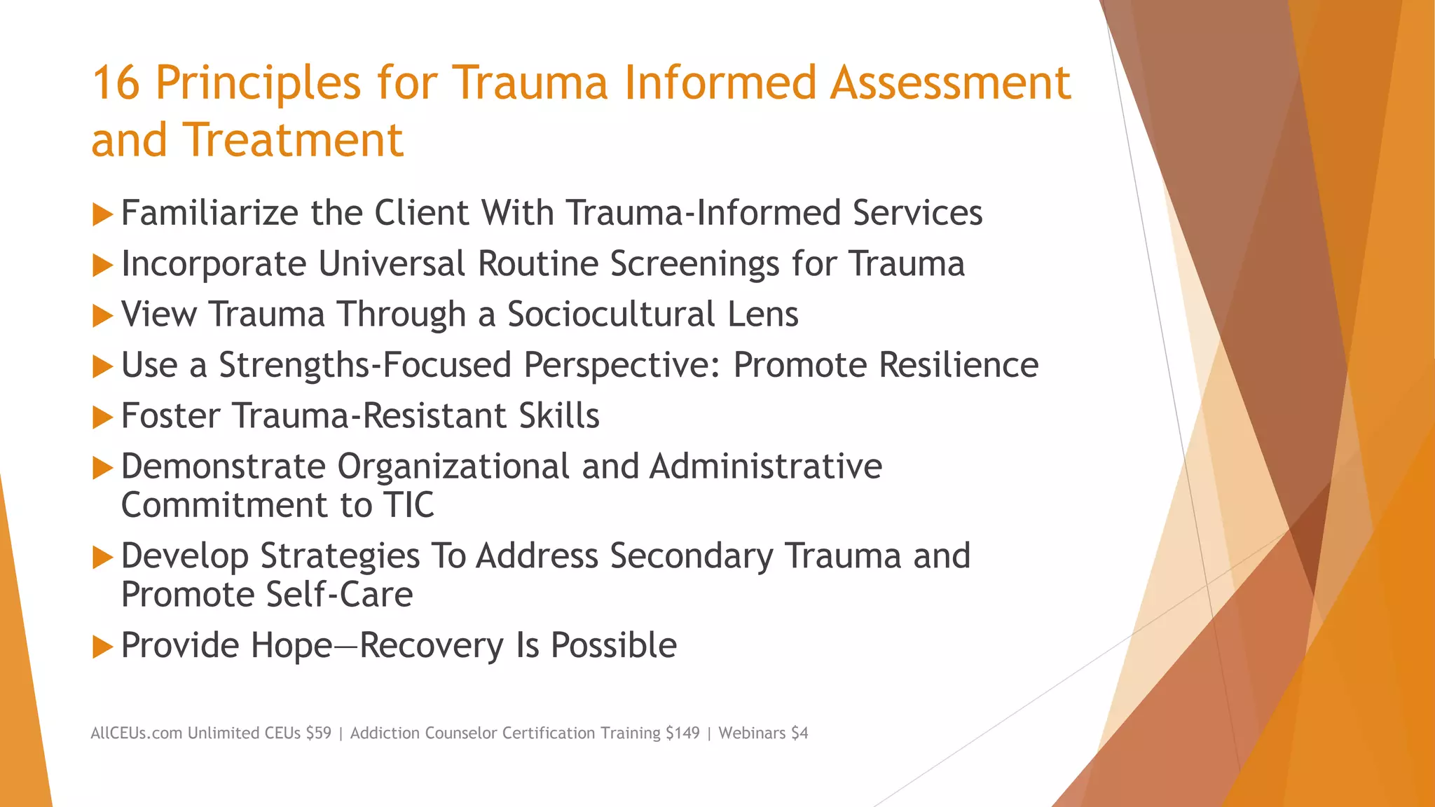 Trauma Informed Care: Screening and Assessment | PPTX