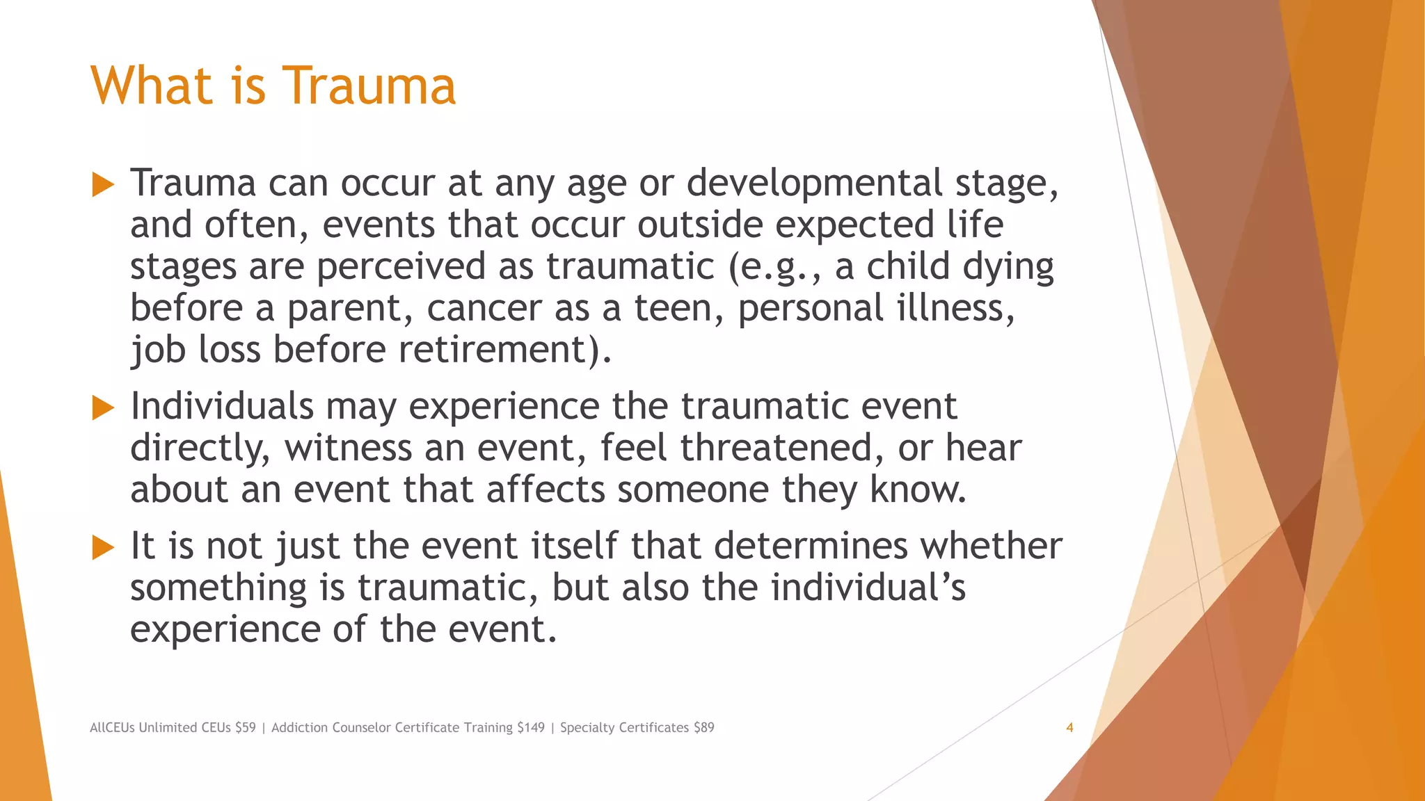 Trauma Informed Care: A Sociocoltural Perspective | PPTX