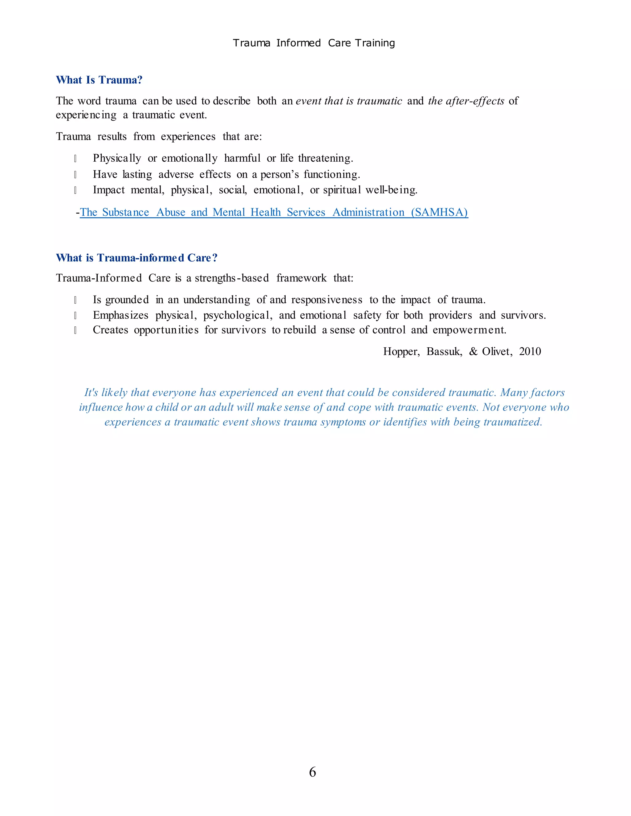 Trauma informed care | PDF