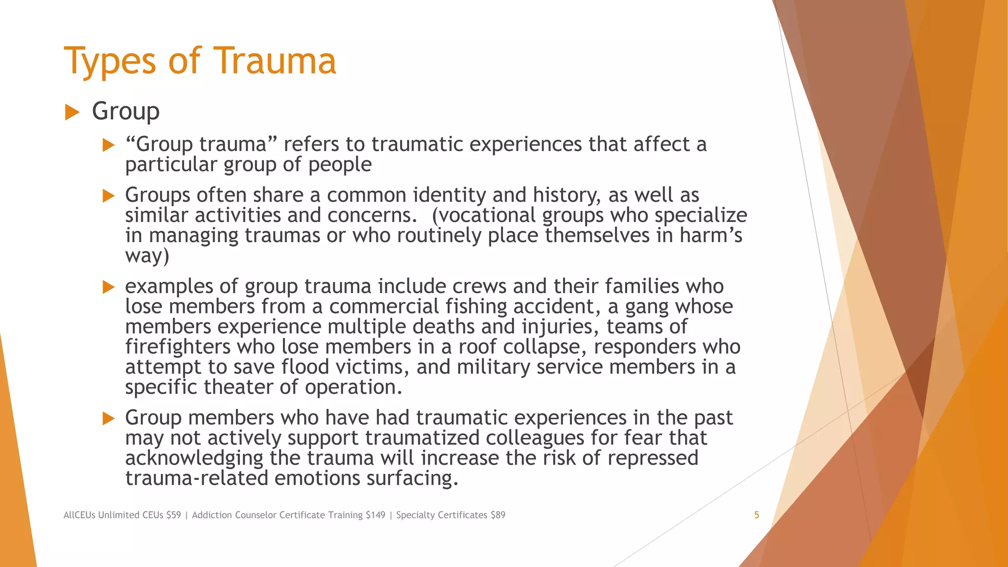 Trauma Informed Care: Trauma Awareness | PPTX