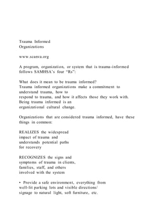 Trauma informed organizationswww.scanva.org a program | PDF