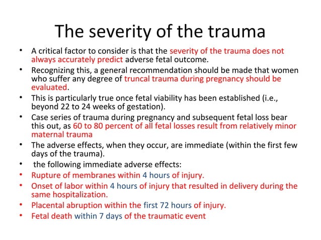 Trauma in pregnancy | PPT