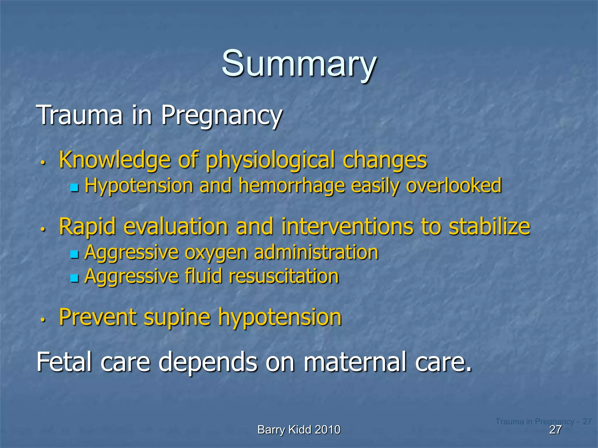 Trauma in pregnancy | PPT