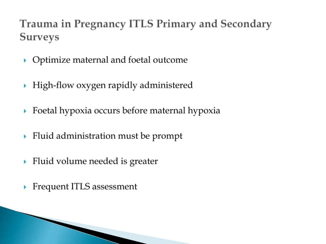 Trauma and pregnancy. Management of woman that encounter trauma and ...