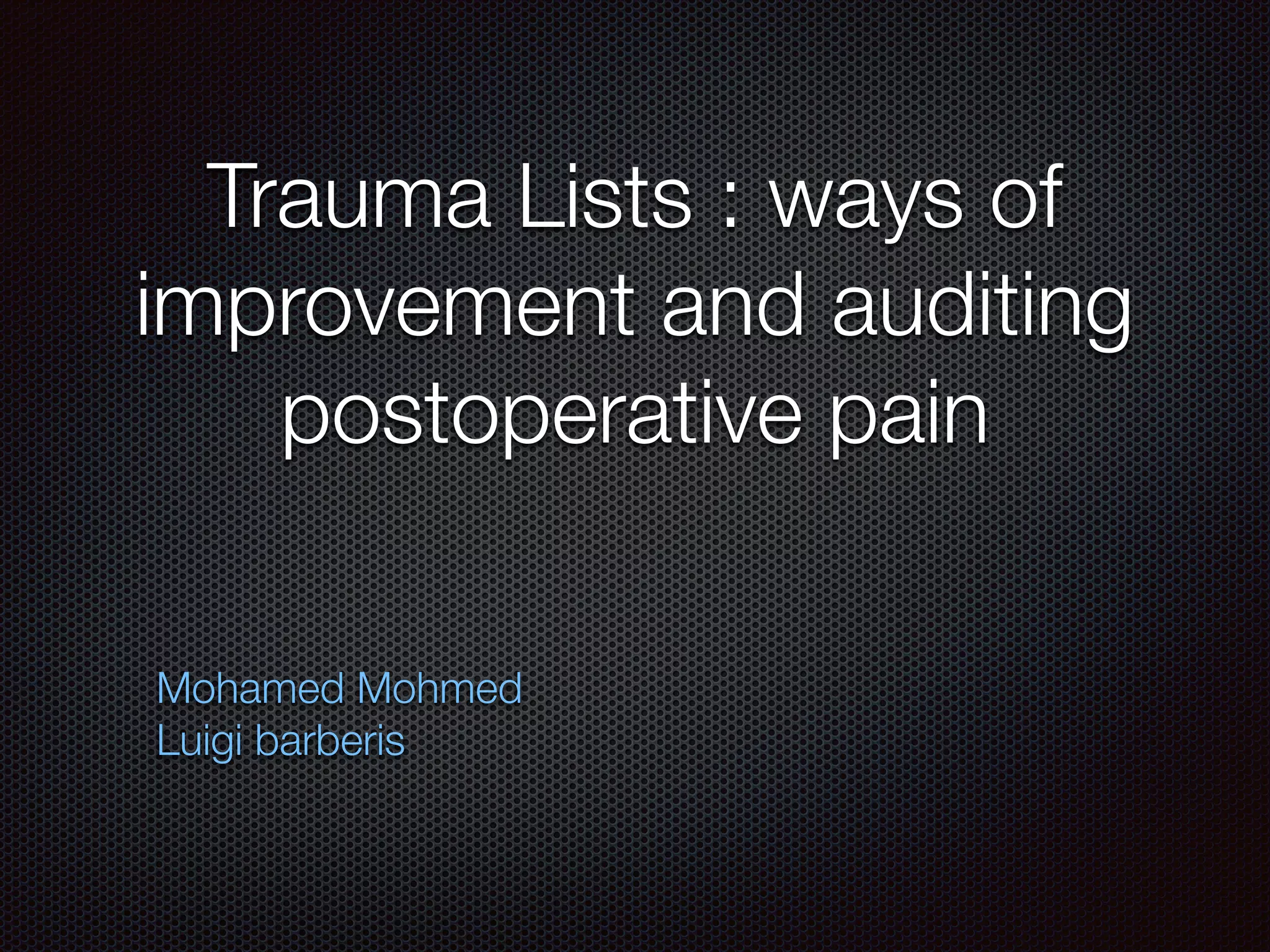 Trauma lists | PPT