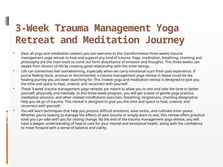 Transformative 3-Week Trauma Management Yoga Retreat in Nepal for ...