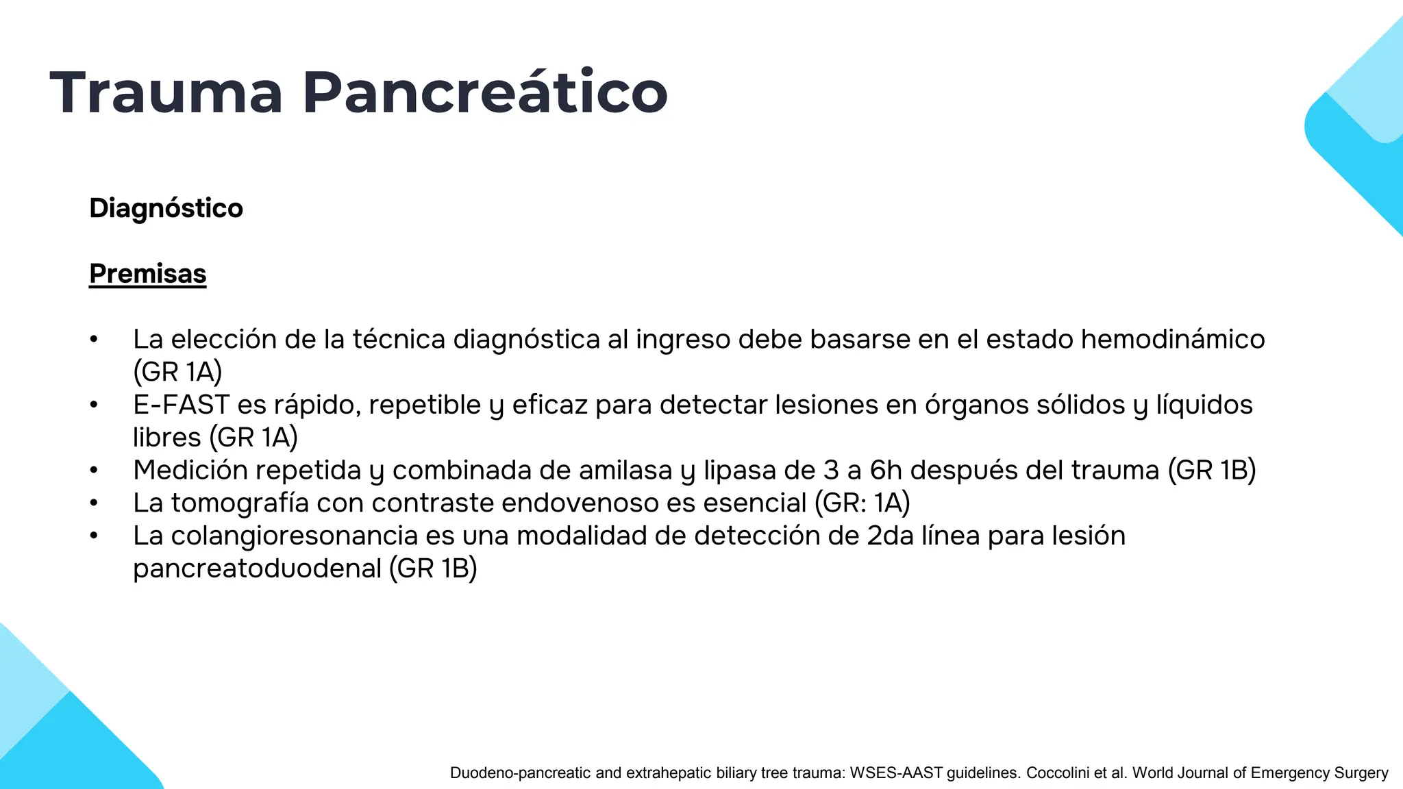 trauma de pancreas segun sociedad mundial | PPTX