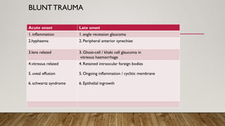 post traumatic glaucoma ( secondary glaucoma) | PPTX