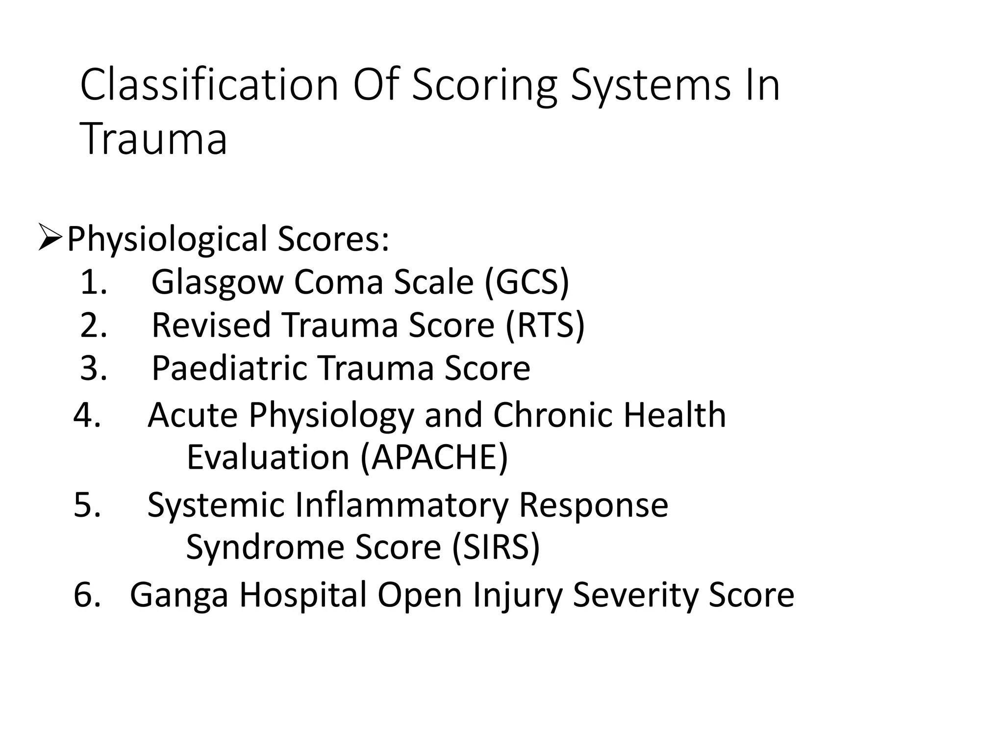 Polytrauma scoring systems | PPTX
